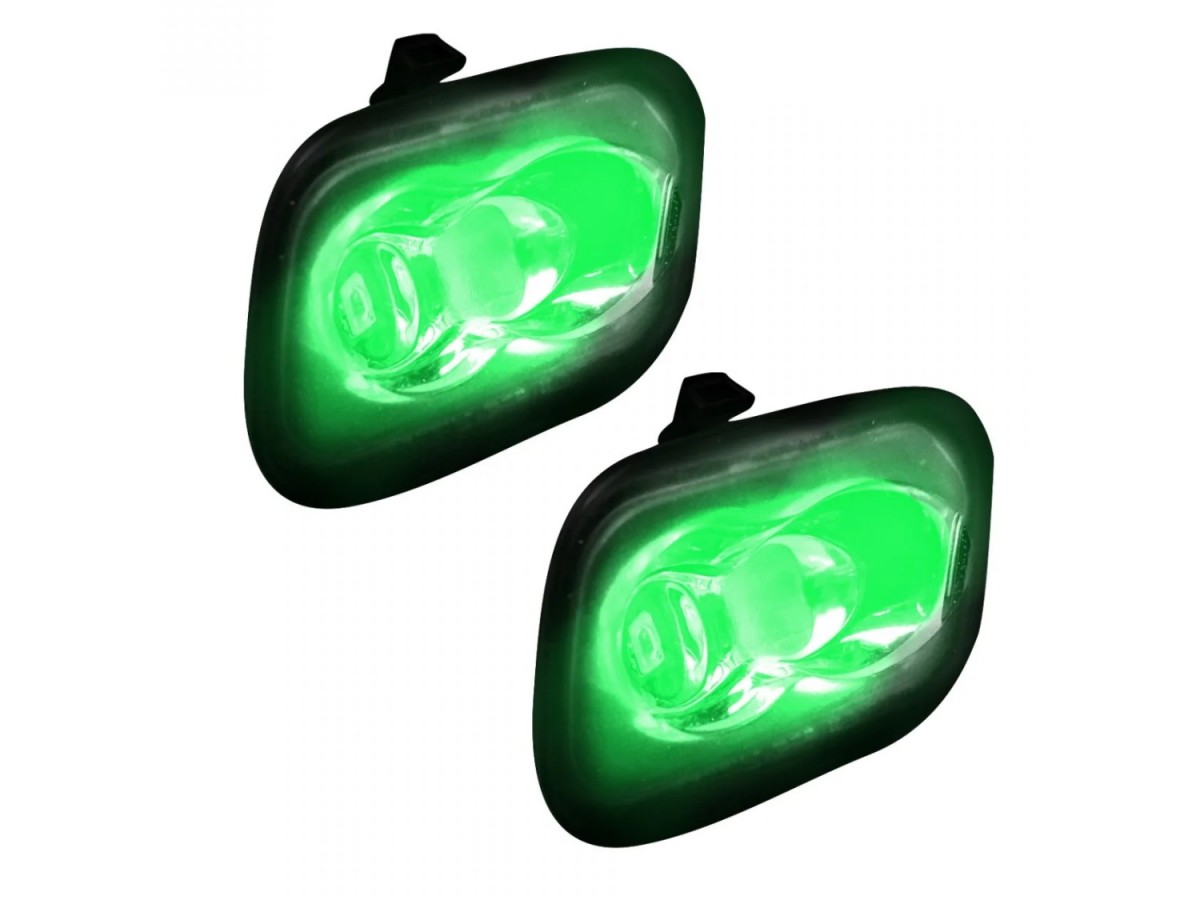 Recon Ultra High Power LED Mirror Puddle Lights Set Of Two Green Color ...