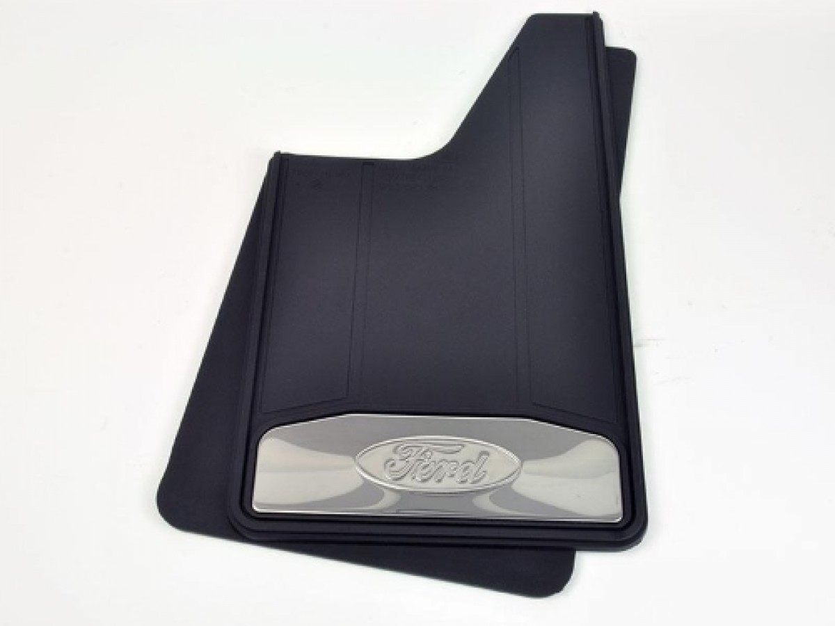Genuine Ford Splash Guards Rear Heavy Duty Black With Stainless Steel ...