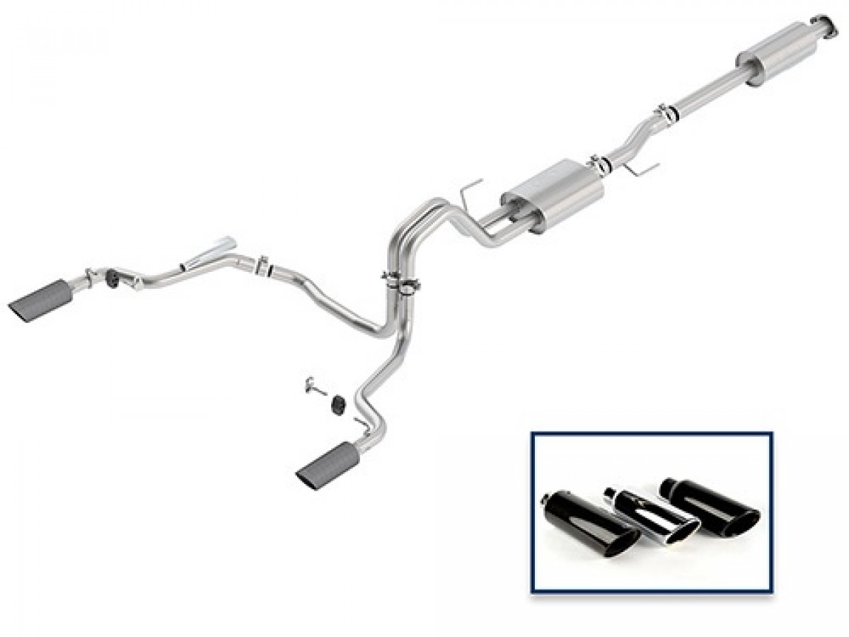 Ford Performance Exhaust System - 3.5L Sport - Rear Exit - Carbon Fiber ...