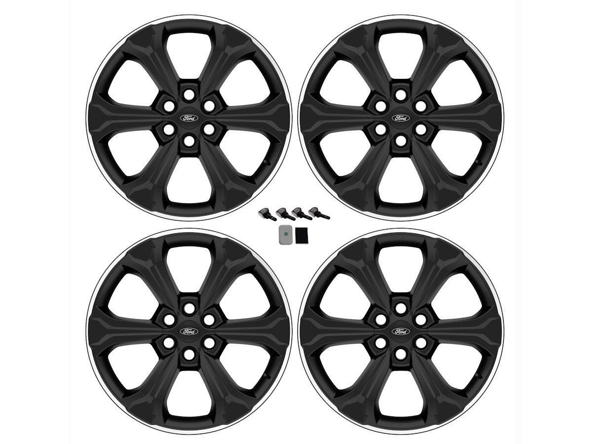 Ford Performance 22x9.5-Inch Gloss Black / Machined Face Wheels Kit Of ...