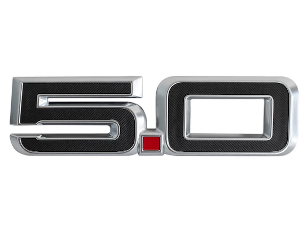 Ford 5.0 Fender Emblem 5.5" Silver With Matte Black & Red - PR3Z-16228 ...