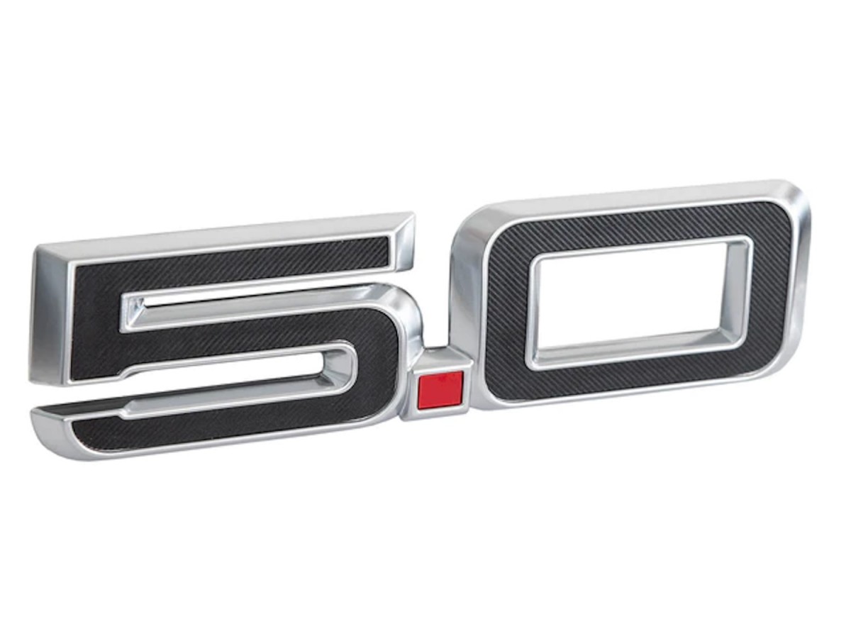 Ford 5.0 Fender Emblem 5.5" Silver With Matte Black & Red - PR3Z-16228 ...