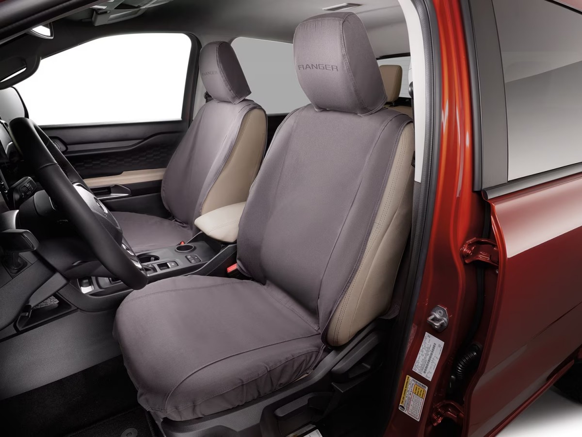 Ford Covercraft Charcoal Twill Front Row Captains Chairs Seat Covers ...